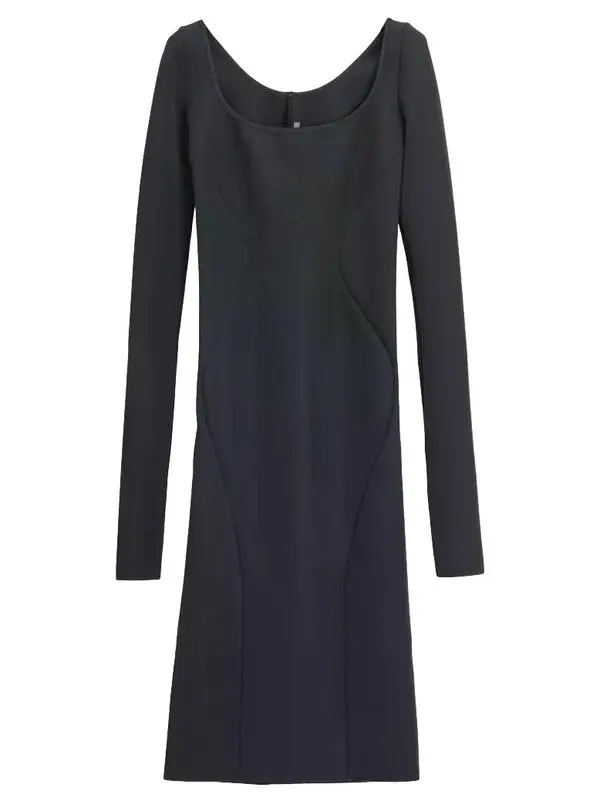 Rick Owens Long-sleeved Midi Dress - Black