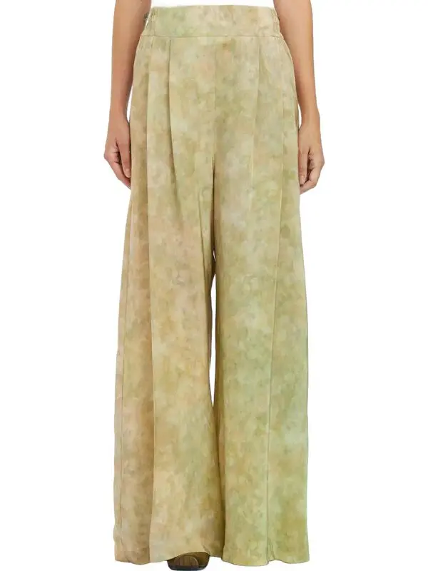 CORTANA Ada Pleated Silk Trousers - Neutrals