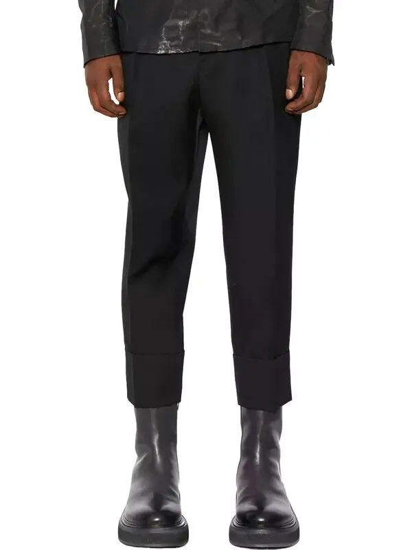 SAPIO Cuffed Gabardine Trousers - Black