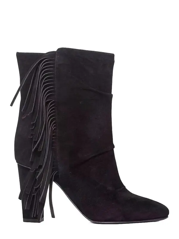 GIUSEPPE ZANOTTI Fringed Suede Boots - Black