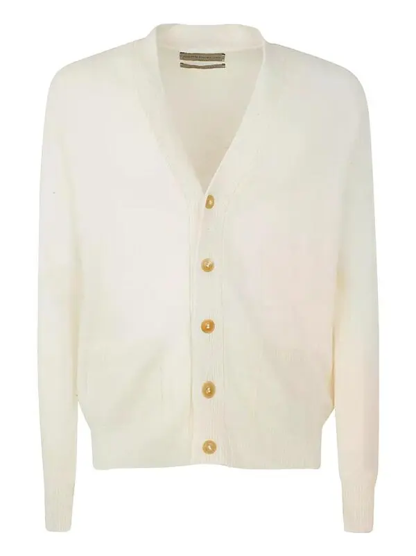 ORIGINAL VINTAGE Button V-neck Cardigan - Neutrals