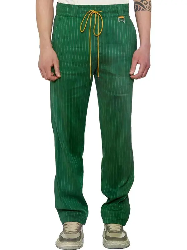 Rhude Pinstripe Drawstring Trousers - Green