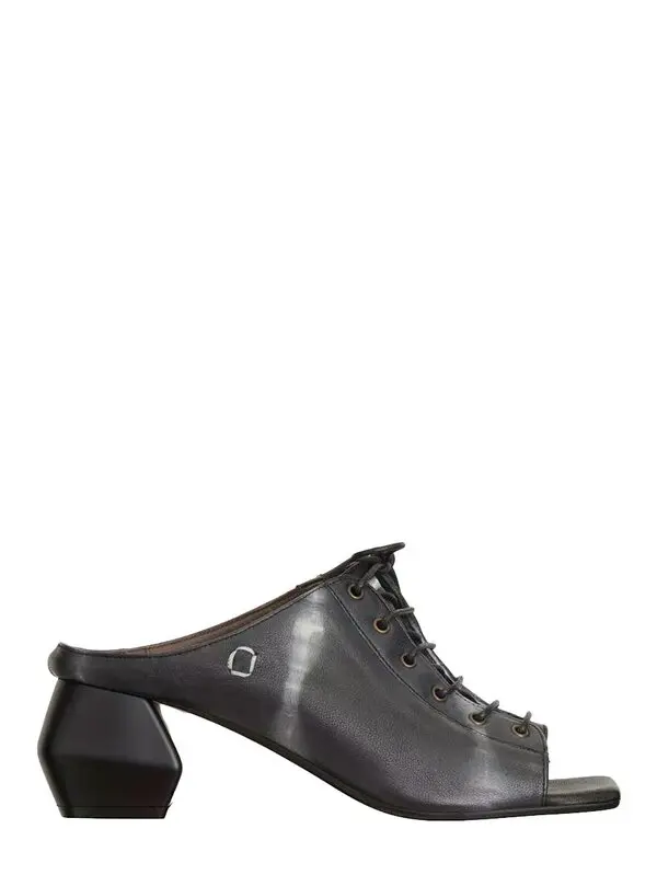COLLECTION PRIVÉE? Leather Lace-up Mules - Black