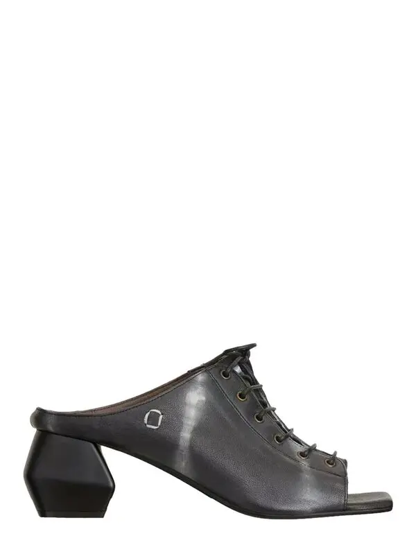 COLLECTION PRIVÉE? Leather Lace-up Mules - Black
