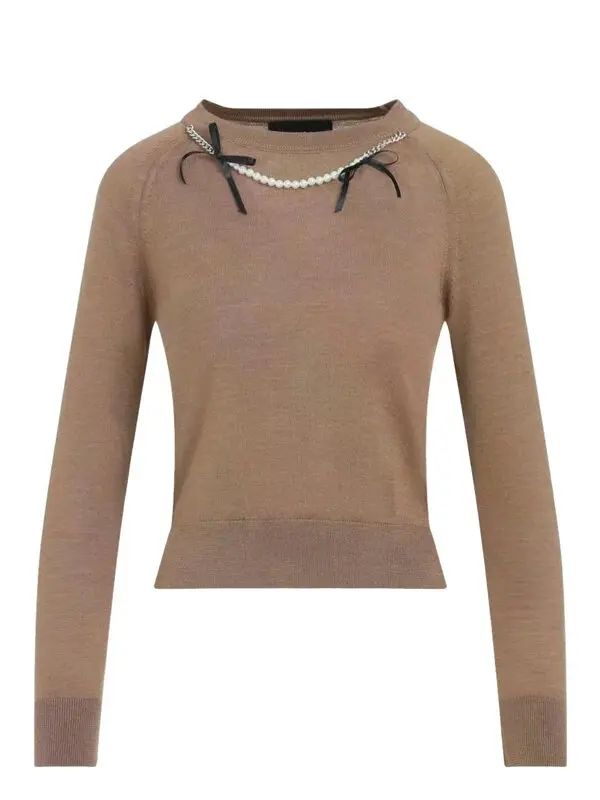 Simone Rocha Bow-detail Long-sleeve Sweater - Brown