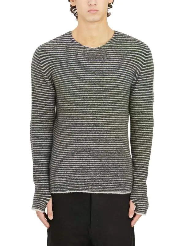 MD75 Striped Wool Sweater - Grey