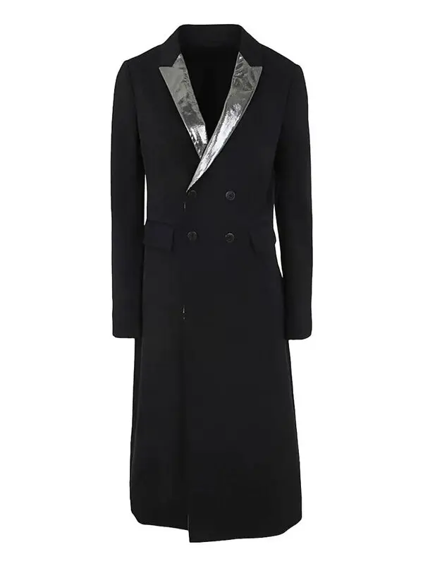 SAPIO Double-breasted Collared Coat - Black