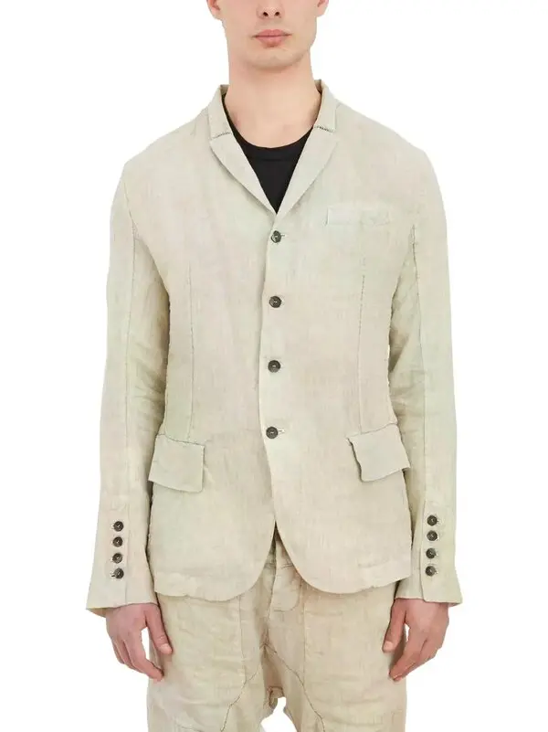 Masnada Button Linen Jacket - Neutrals