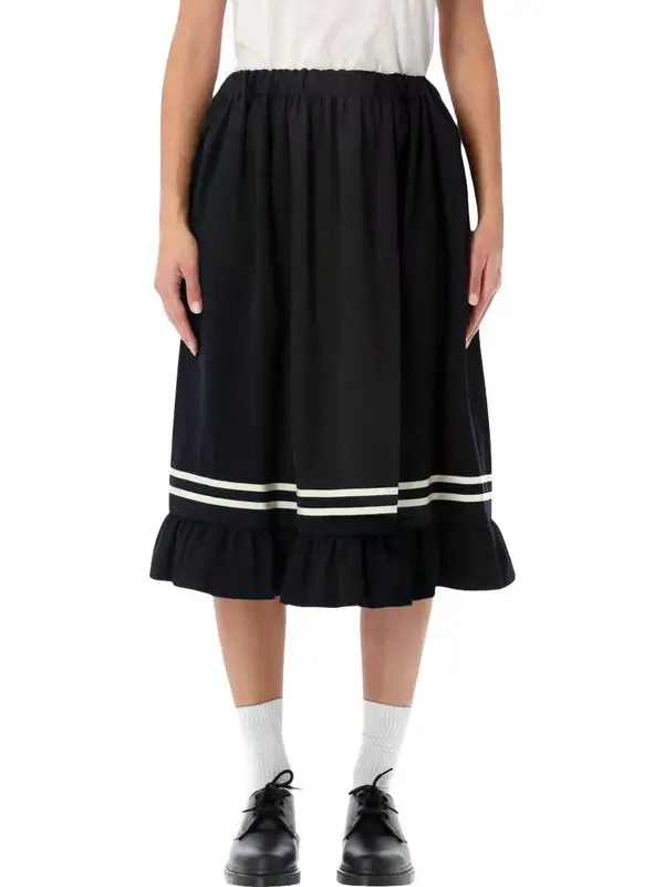 Comme Des Garçons Ruffled Wool Midi Skirt - Blue