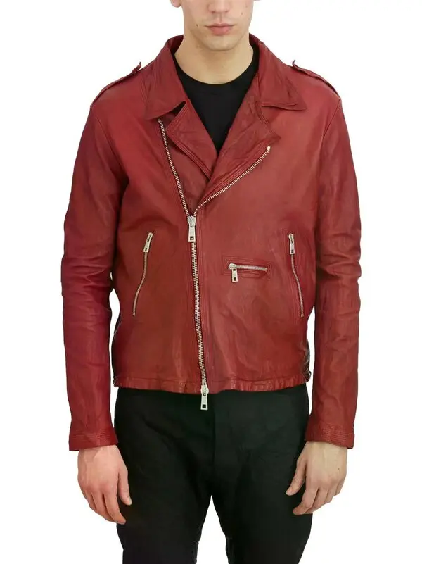 GIORGIO BRATO Zip-up Leather Jacket - Red