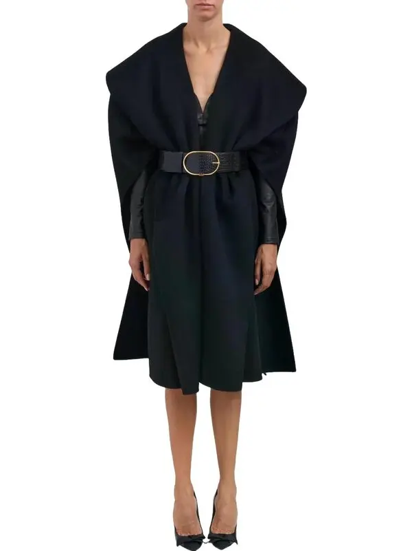 Elisabetta Franchi Wool Cape Coat - Black