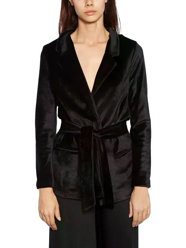 Andrea Ya'aqov Long-sleeve Belted Blazer - Black