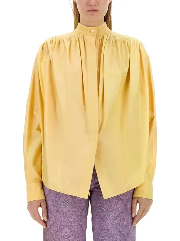 Etro Gathered Poplin Blouse - Yellow