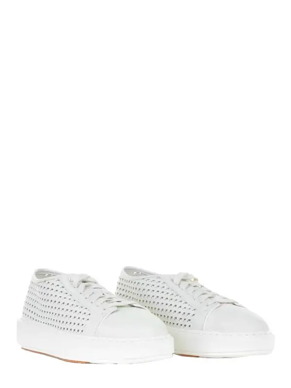Santoni Perforated Leather Sneakers - White