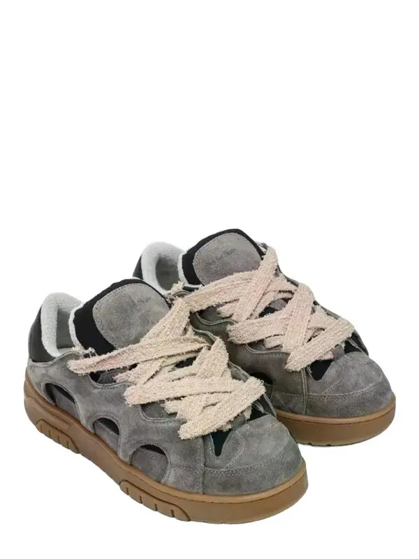 SANTHA Cut-out Suede Sneakers - Grey