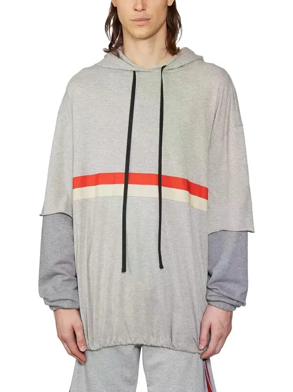 Ben Taverniti Hooded Striped Sweatshirt - Grey