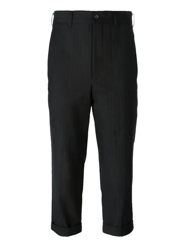 Comme Des Garçons Pinstripe Cropped Trousers - Black