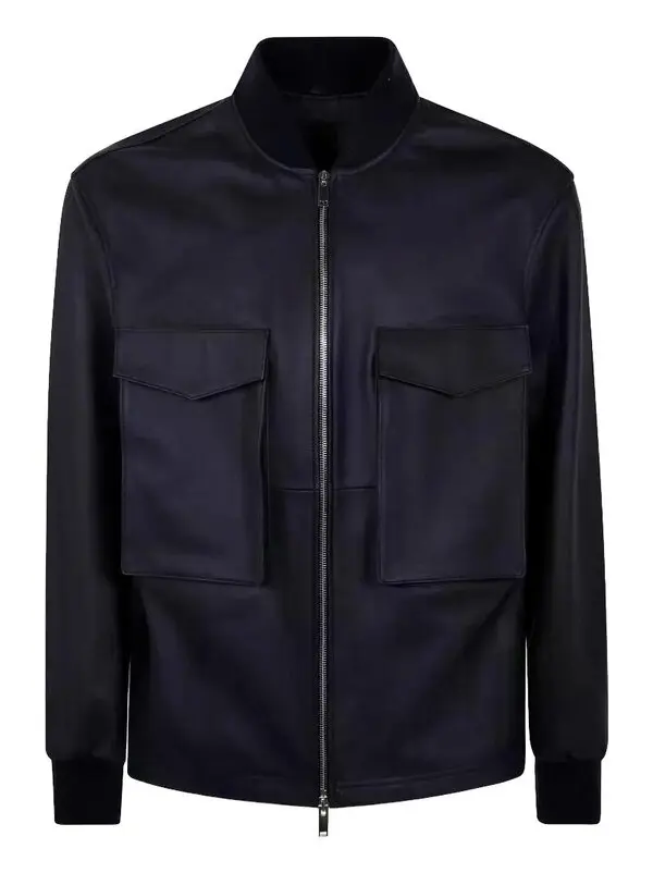DESA 1972 Patch-pocket Leather Bomber Jacket - Blue