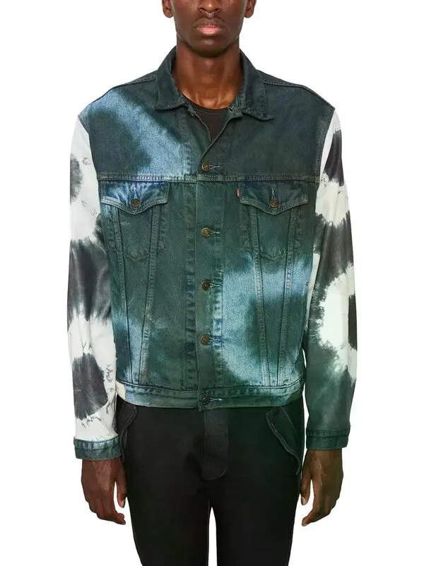 GIORGIO BRATO Tie-dye Denim Jacket - Blue
