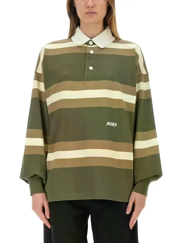 AUTRY Striped Polo - Green