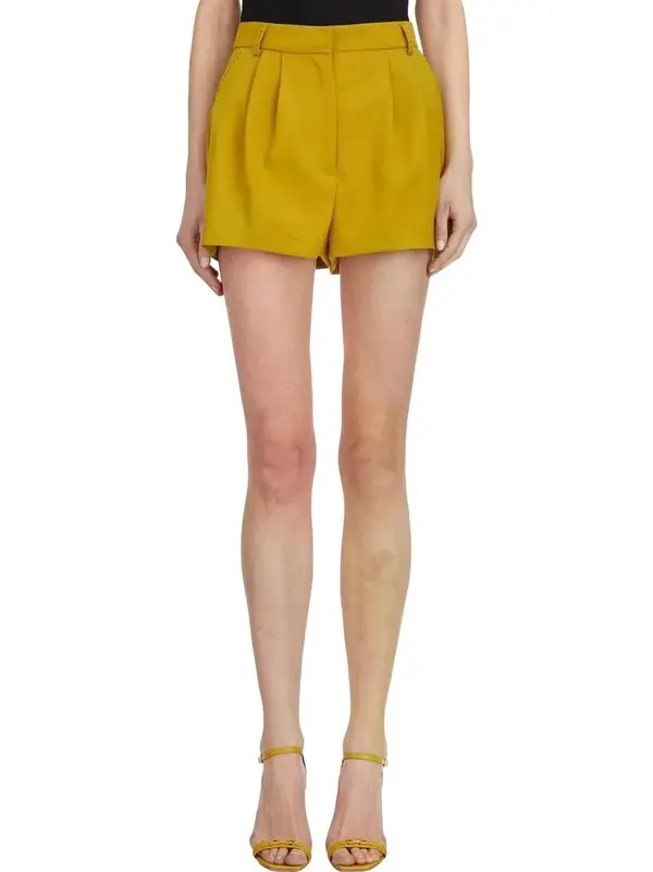 Elisabetta Franchi Wool Stitching Detail Shorts - Yellow