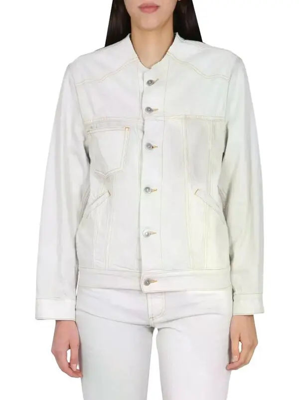 MAISON MARGIELA Denim Jacket With Front Buttons - Neutrals
