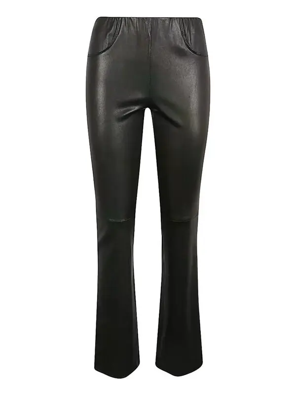VIA MASINI 80 Flared Leather Trousers - Black