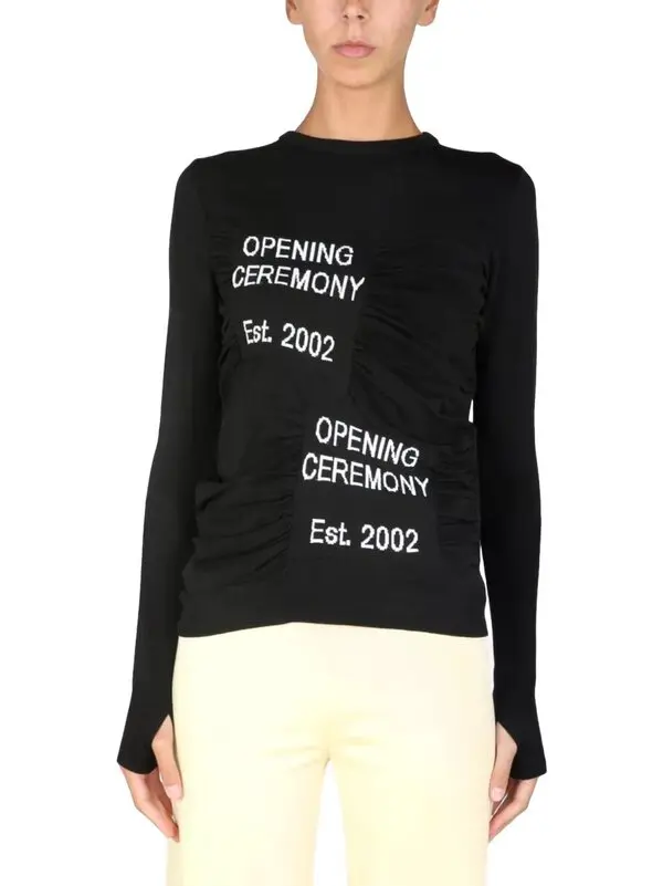 Opening Ceremony Long-sleeved T-shirt With Ruched Detail - Black