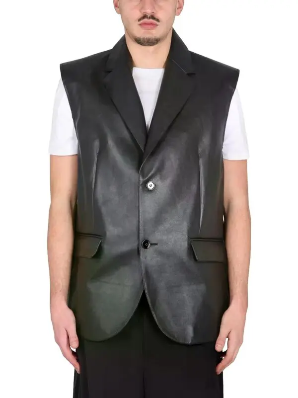 MAISON MARGIELA Leather Waistcoat - Black
