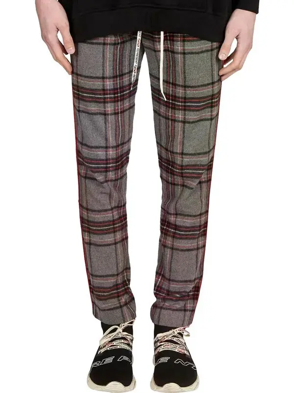 REPRESENT Tartan Side Stripe Trousers - Grey