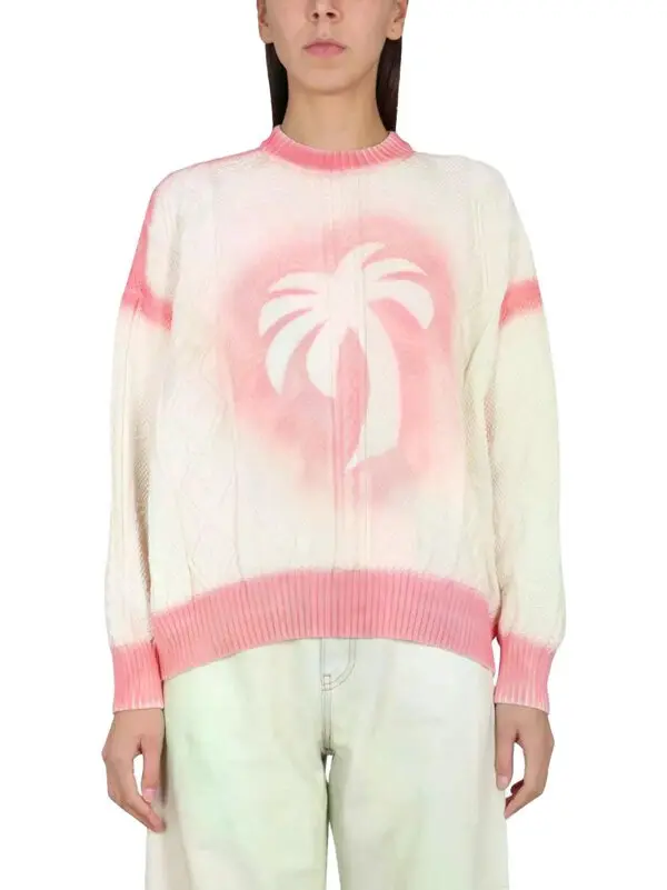 Palm Angels Palm-print Sweater - White