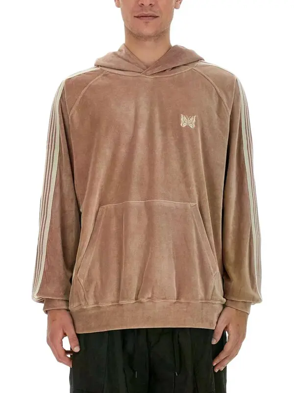 Needles Side-stripe Velour Hoodie - Neutrals