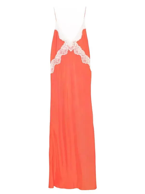 FORTE_FORTE Lace V-neck Maxi Dress - Red