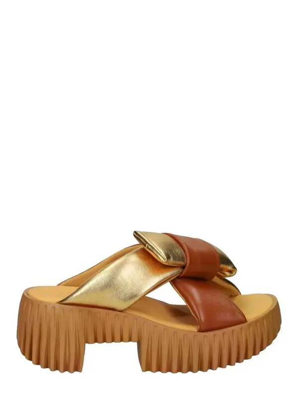 4CCCCEES Plia Bow Platform Leather Sandals - Gold