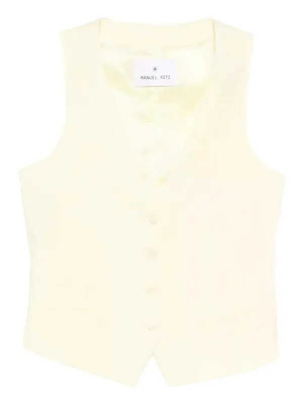 MANUEL RITZ V-neck Buttoned Waistcoat - Yellow