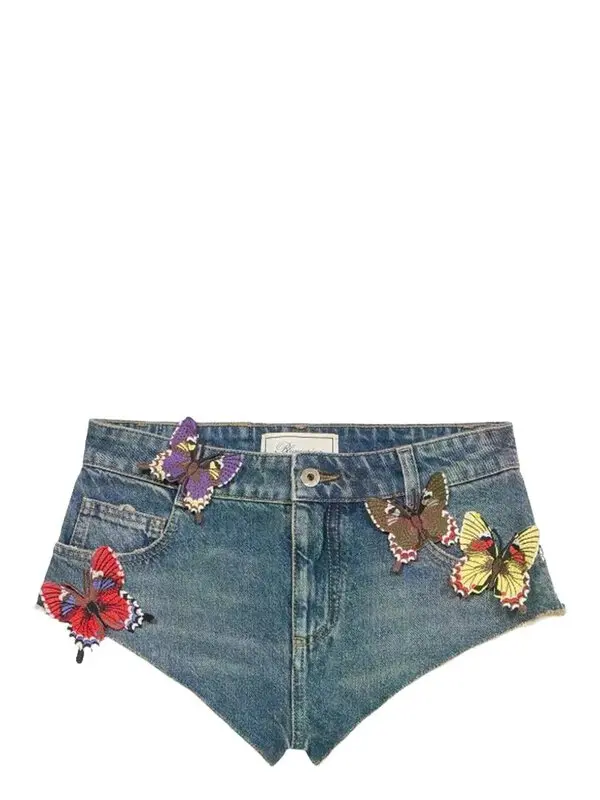 Blumarine Butterfly Embellished Shorts - Blue