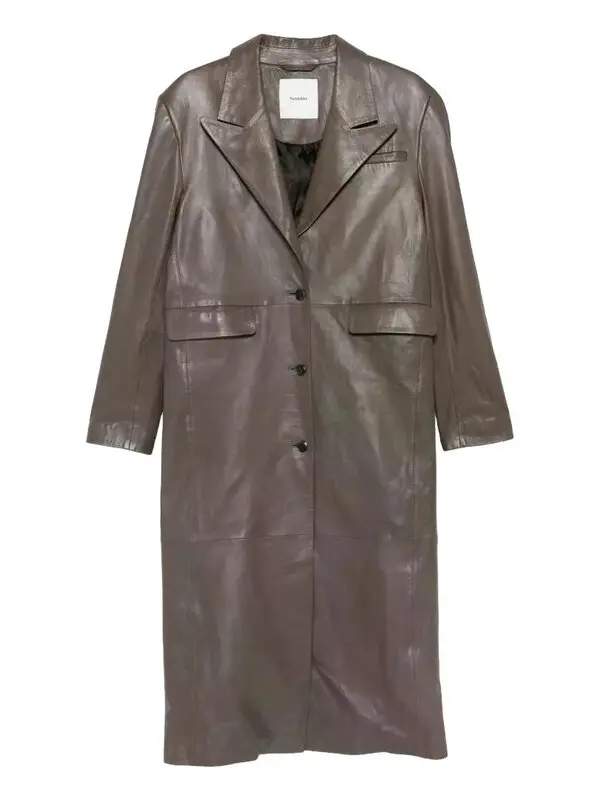 Nanushka Leather Single-breasted Coat - Brown
