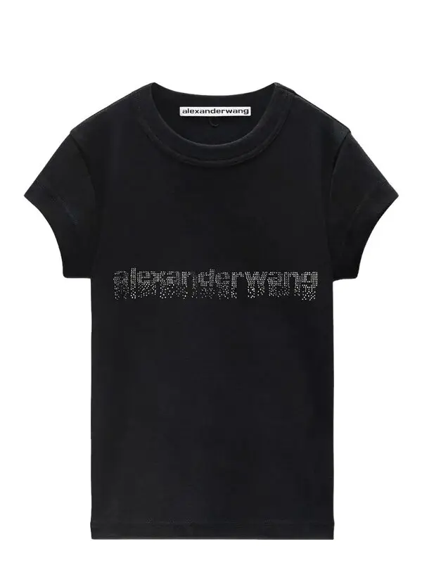 Alexander Wang Crystal-logo Cotton T-shirt - Black