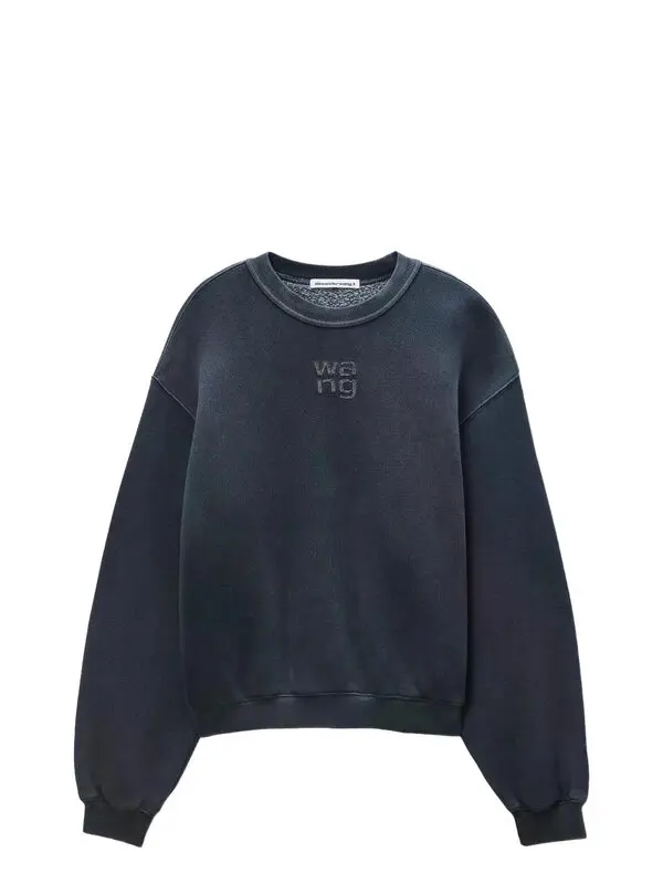 Alexander Wang Crystal Logo Cotton Sweatshirt - Grey