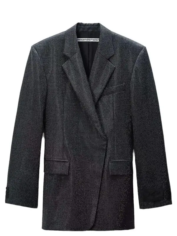 Alexander Wang Crystal Blazer Mini Wool Dress - Grey