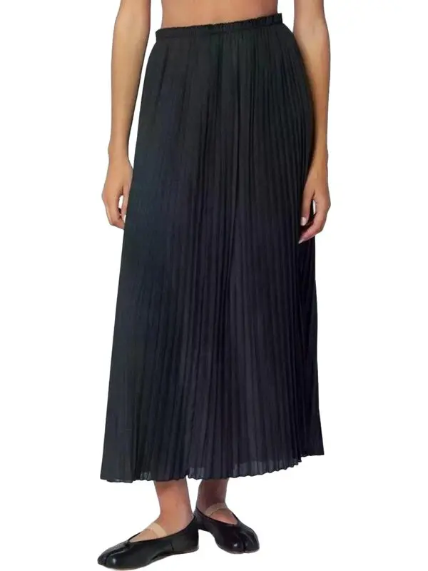 Mark Kenly Domino Tan Pleated Midi Skirt - Grey
