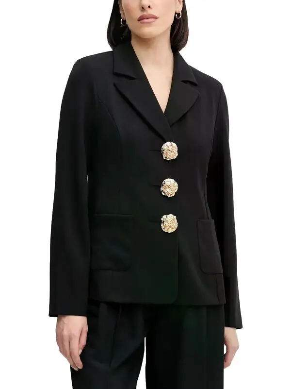 Joseph Ribkoff Textured Button V-neck Blazer - Black