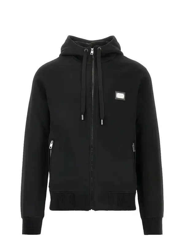 Dolce & Gabbana Hooded Zip-up Sweatshirt - Black
