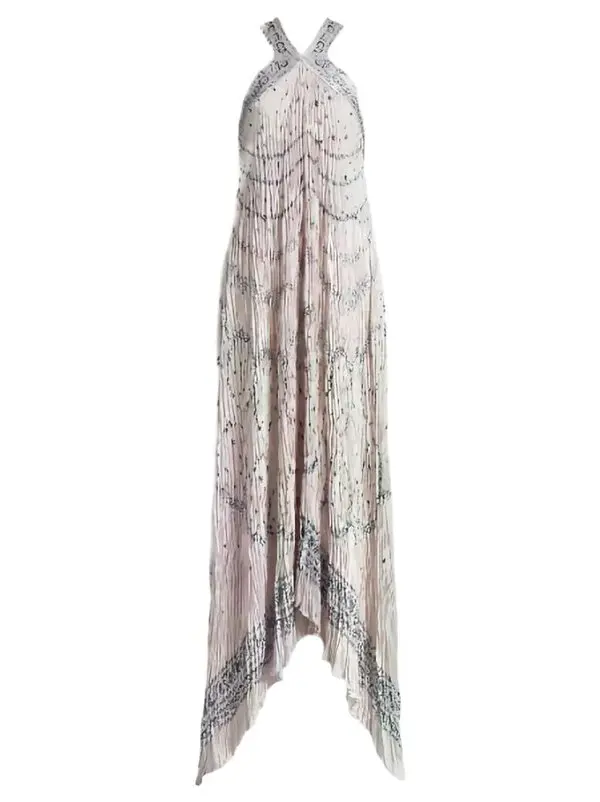 Alberta Ferretti Halter-neck Embellished Dress - Pink