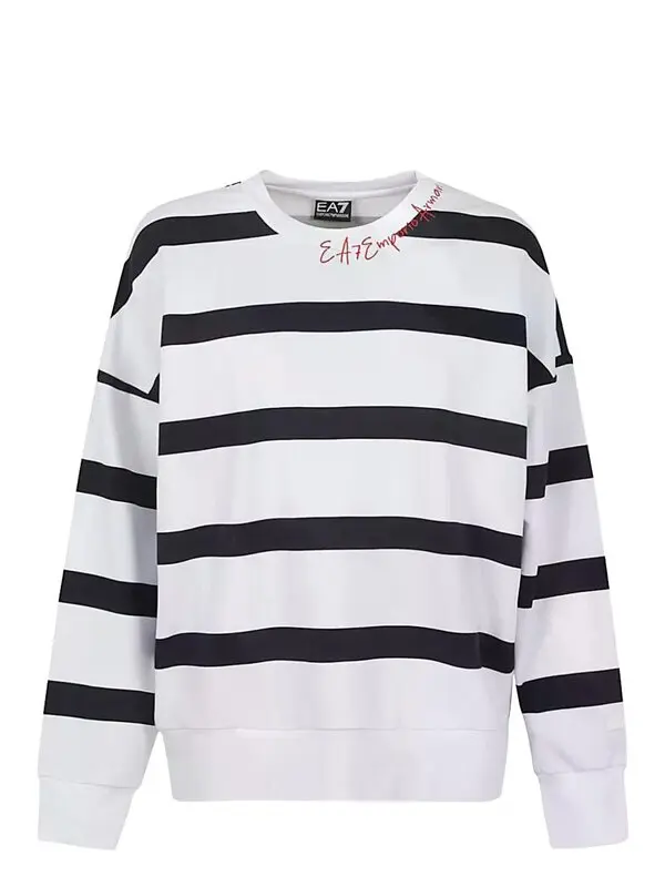 EA7 Striped Sweater - White