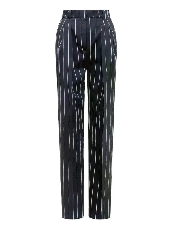 MOMS PANTS Striped Silk Trousers - Blue
