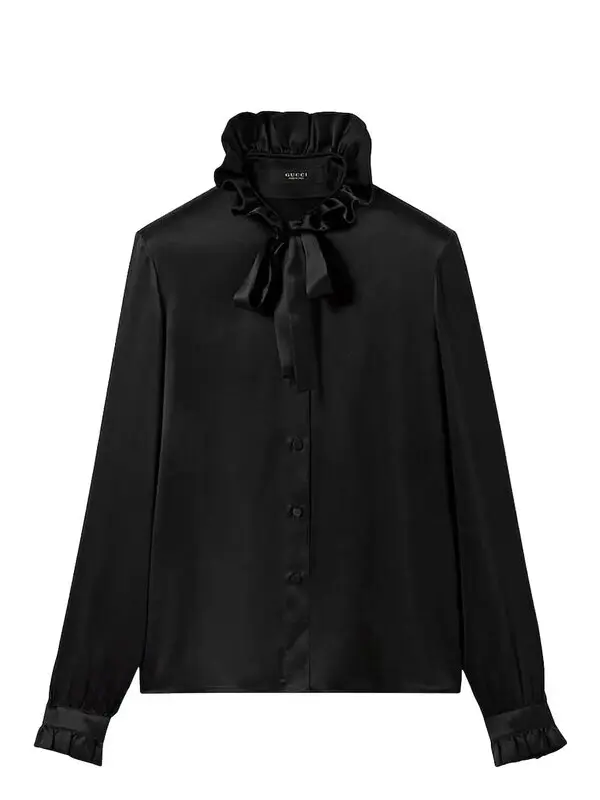 Gucci Ruffled Tie Shirt - Black