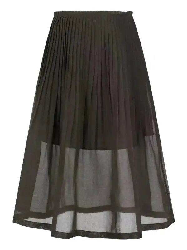 AMOMENTO Pleated Midi Skirt - Brown