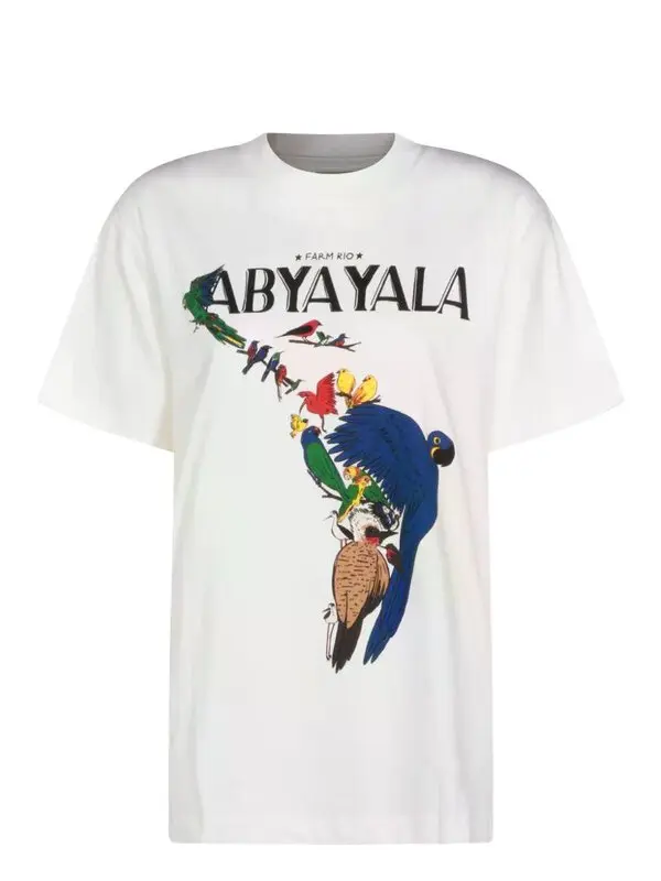 Farm Rio Parrot-print T-shirt - White