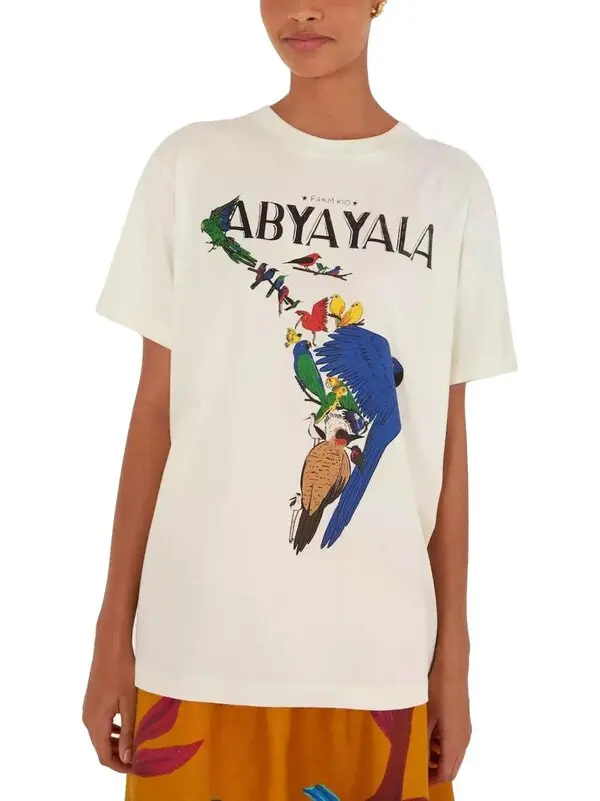 Farm Rio Parrot-print T-shirt - White